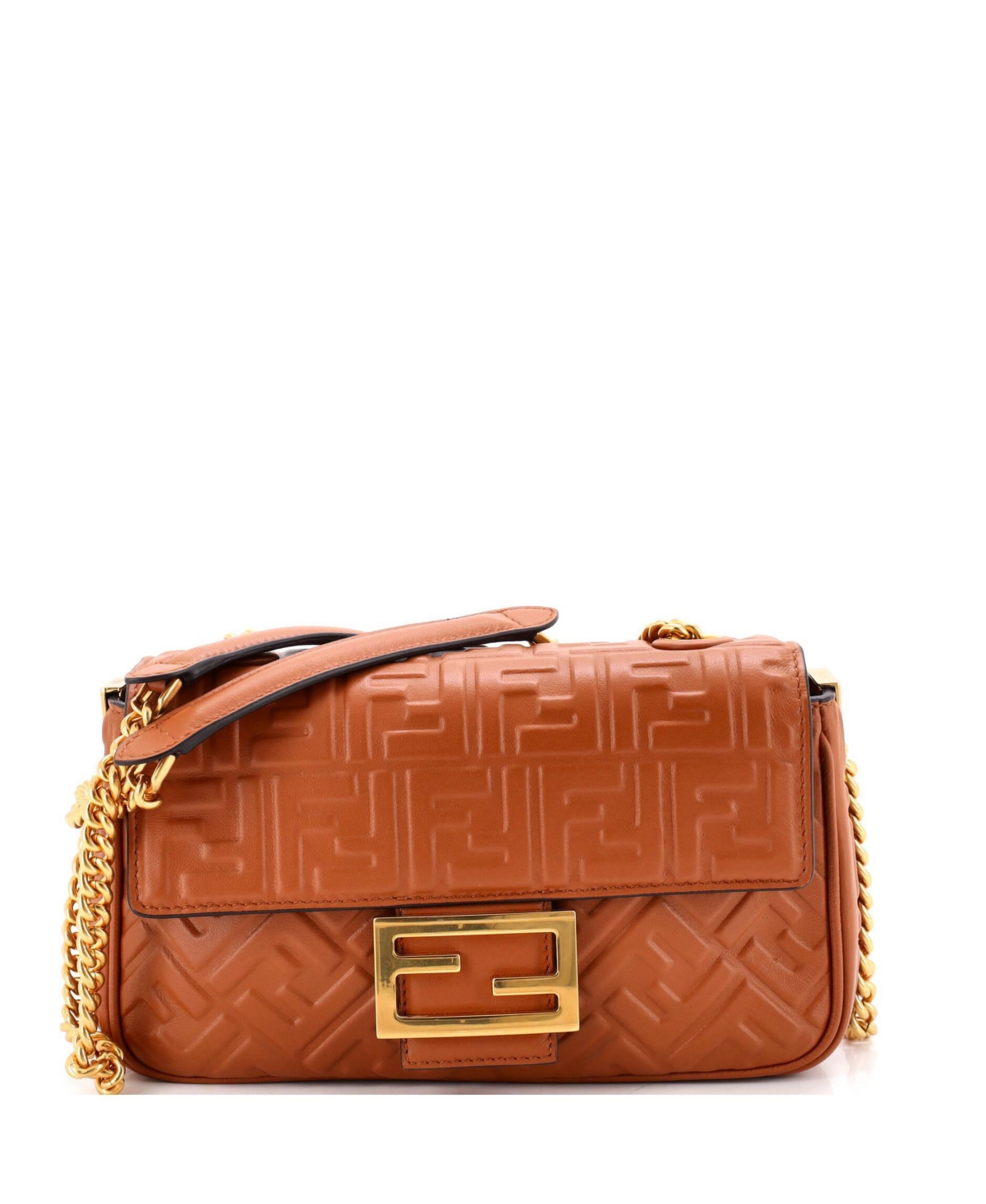 Click here for Pre-Owned Fendi Medium Midi Baguette Chain Bag Zuc... prices