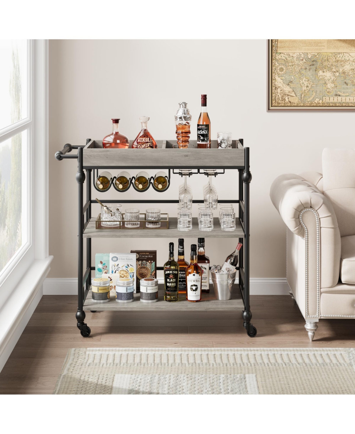 Click here for homfan 3-Tier Bar Cart with Wheels  Rolling Bevera... prices