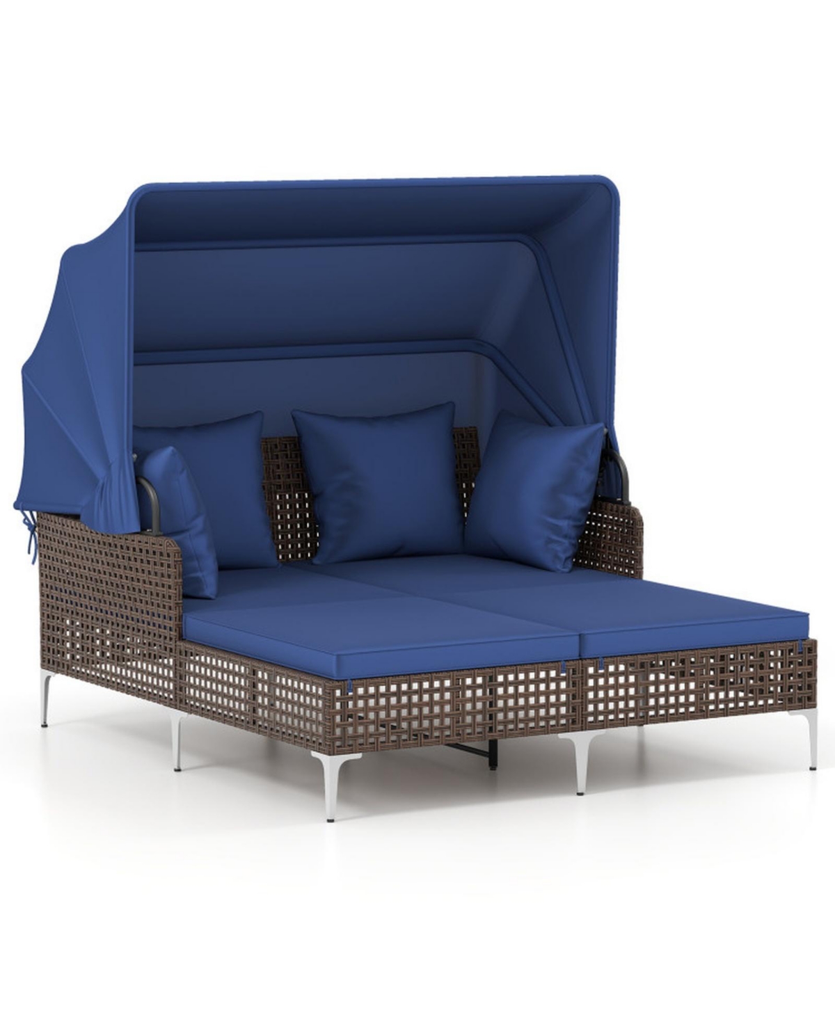 Click here for Sugift Outdoor Wicker Daybed with Retractable Cano... prices