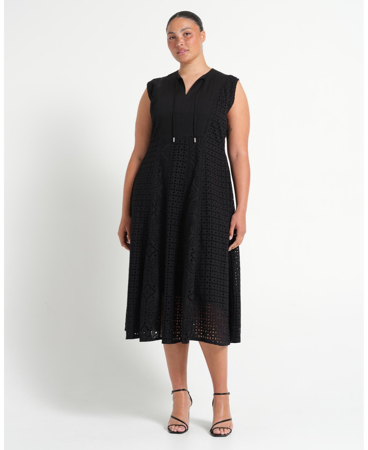 Click here for Estelle Womens Blair Cotton Embroidered Dress - Bl... prices
