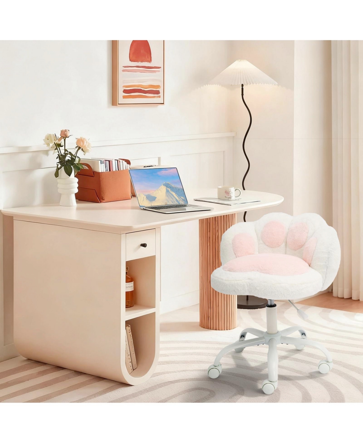 Click here for homfan Vanity Chair with Wheels  Cat Paw Back  360... prices