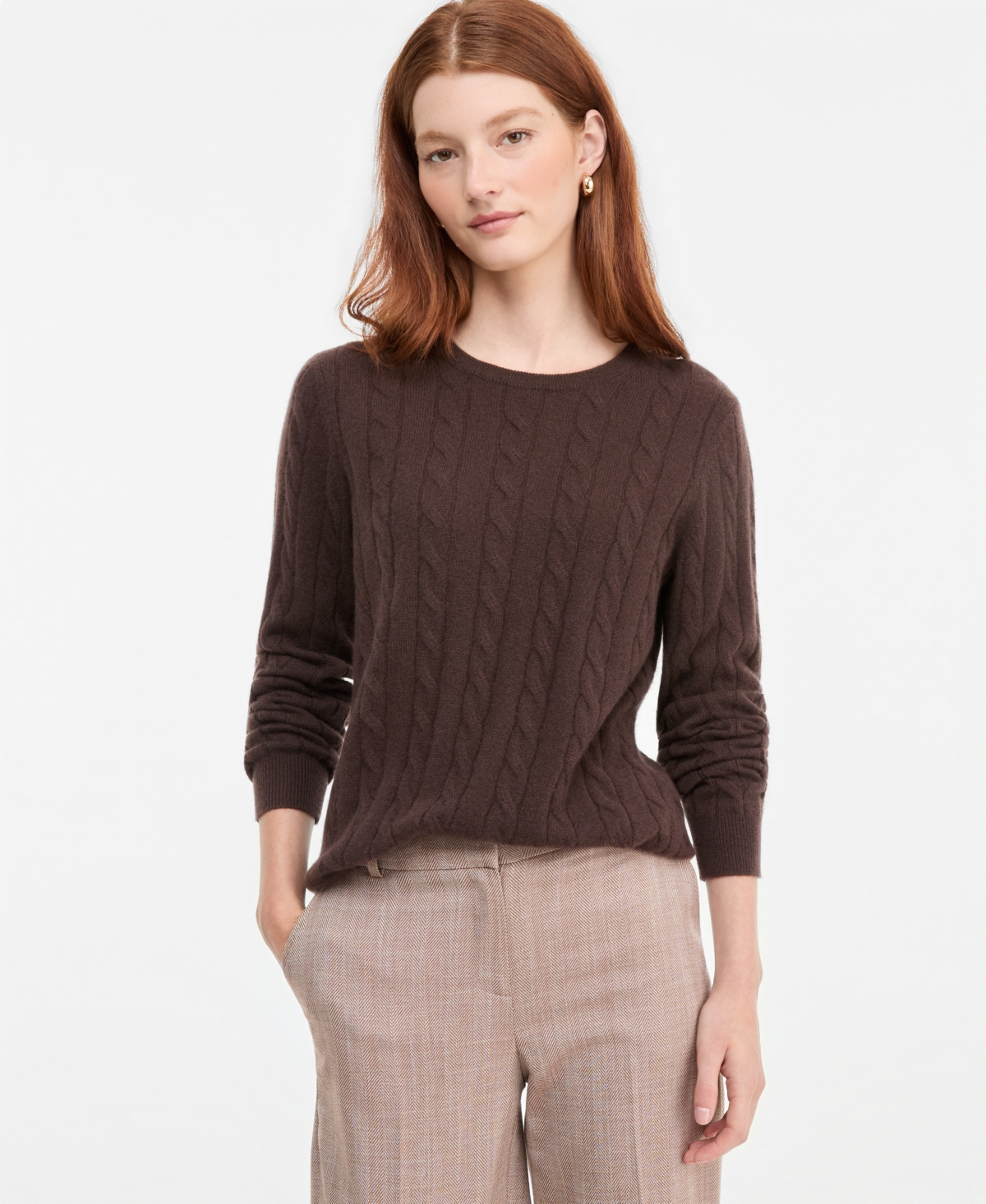 Click here for Charter Club Womens Cable-Knit Crewneck 100 Cashme... prices