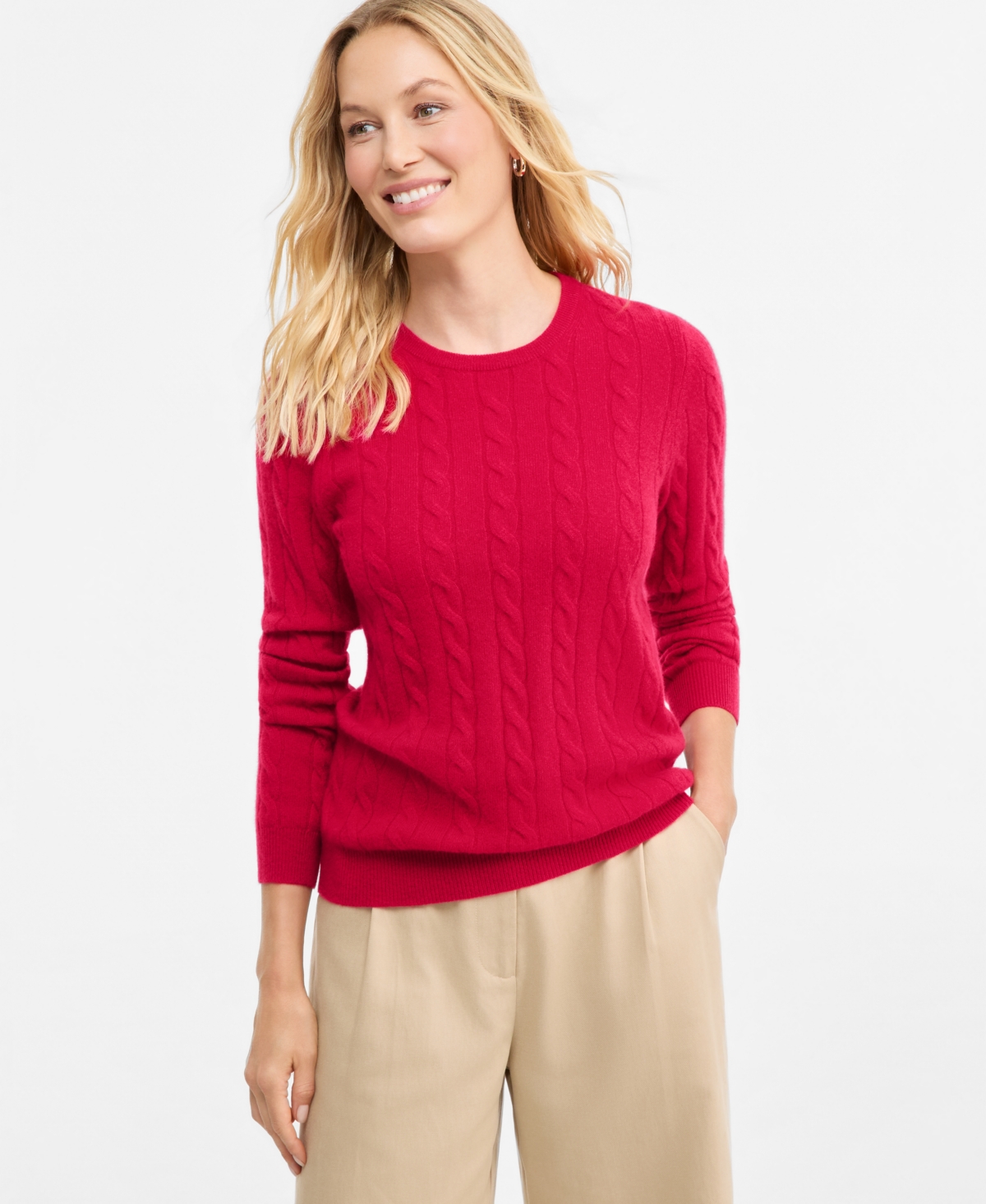 Click here for Charter Club Womens Cable-Knit Crewneck 100 Cashme... prices