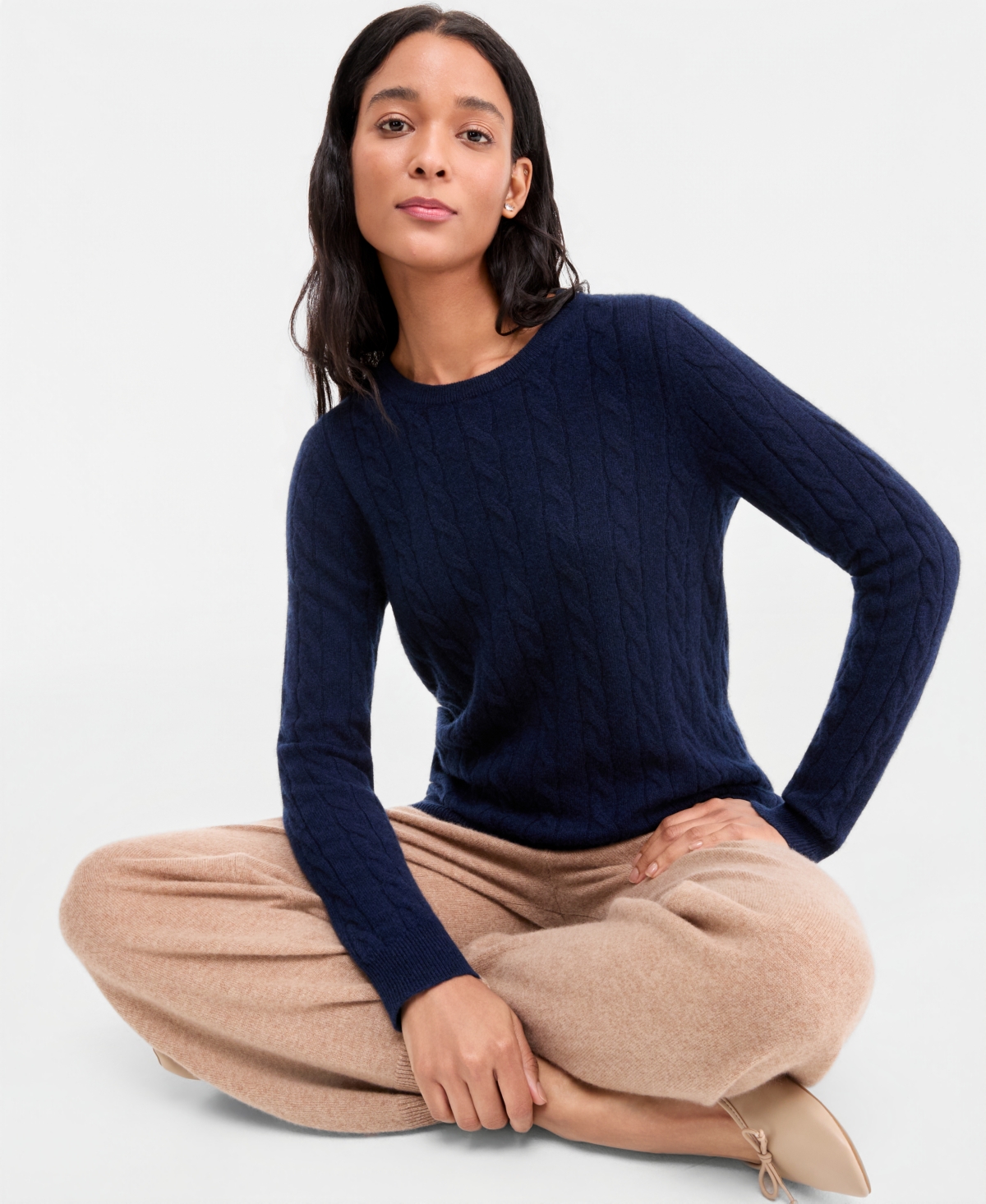 Click here for Charter Club Womens Cable-Knit Crewneck 100 Cashme... prices