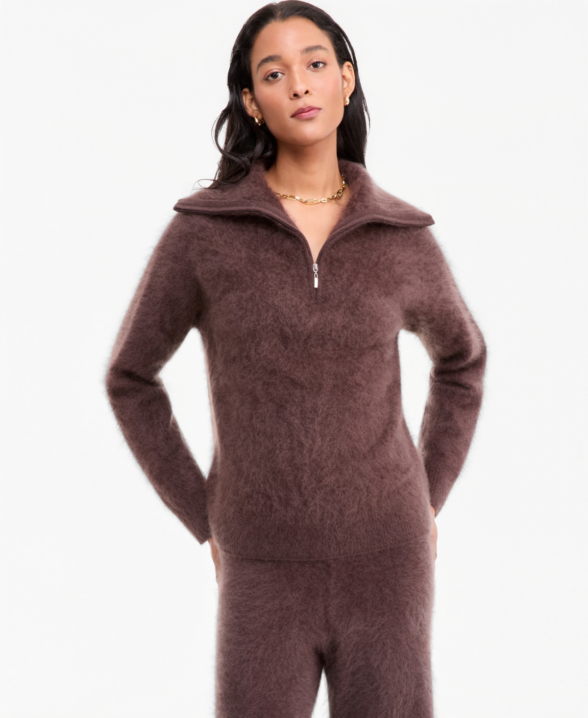 Click here for Charter Club Womens Brushed Ribbed-Collar Half-Zip... prices