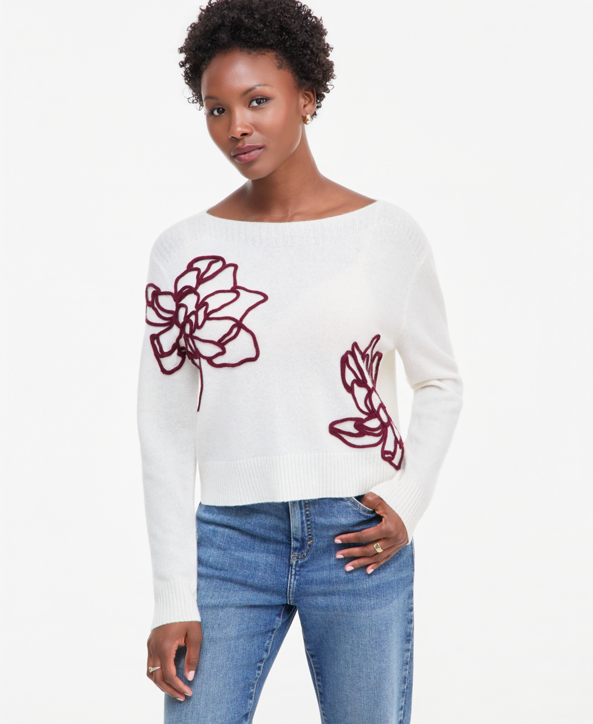 Click here for Charter Club Petite Bold Floral Embroidery Cashmer... prices