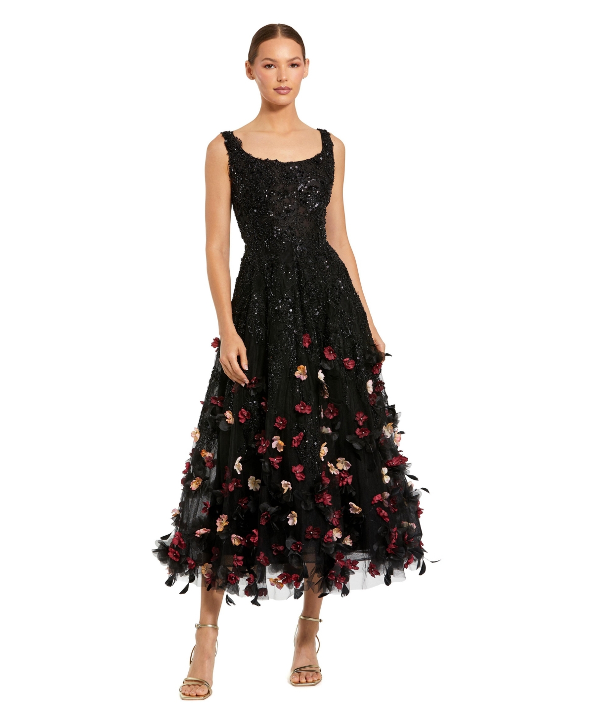 Click here for Mac Duggal Petite Black Sleeveless Beaded Midi Dre... prices