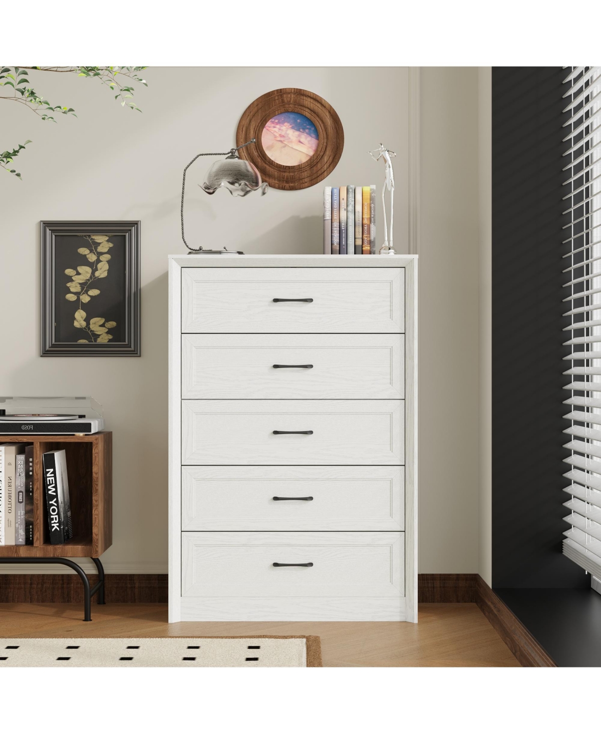 Click here for Homsee 5-Drawer Dresser 32-Inch Wide White Wood Gr... prices