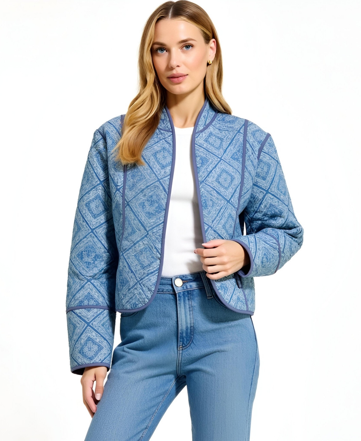 Click here for Modenaire Womens Diamond Quilted Open-Front Jacket... prices