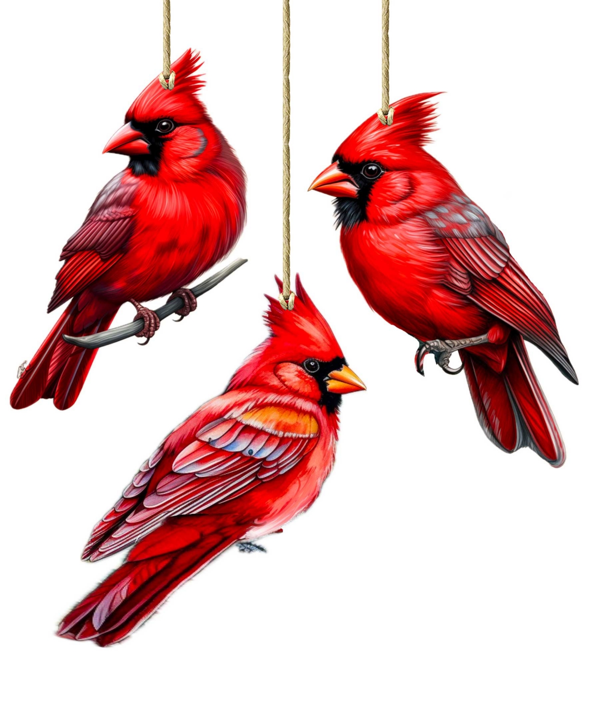 Click here for Designocracy Red Cardinals Wood Ornaments  Set of... prices