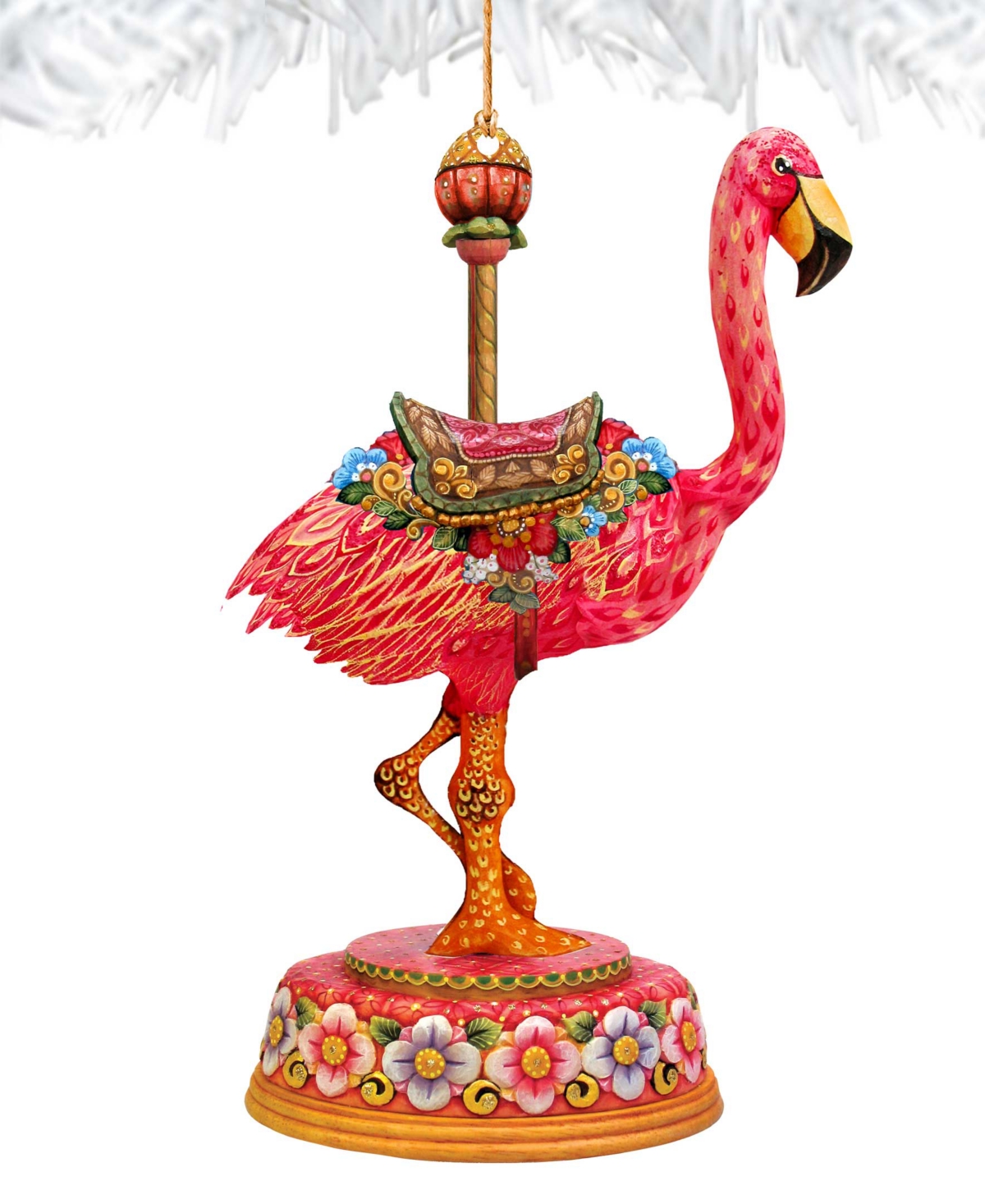 Click here for Designocracy Carousel Flamingo Holiday Wood Orname... prices