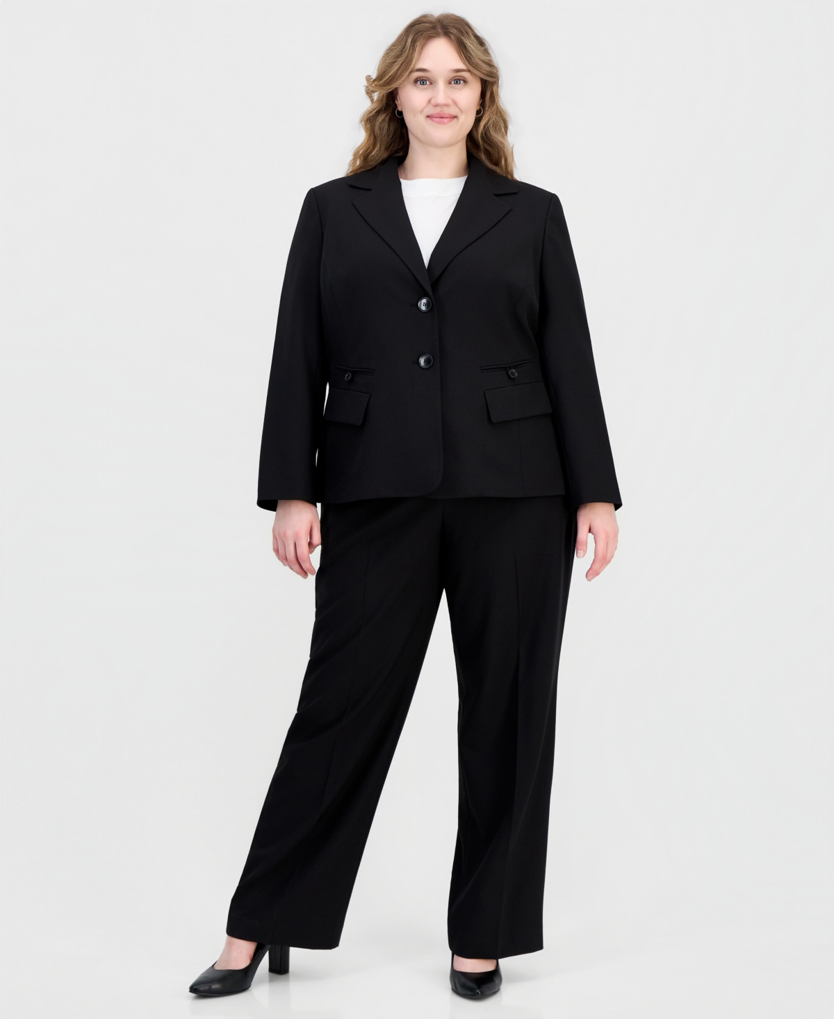 Click here for Le Suit Plus Size Four-Pocket Jacket & Fly-Front W... prices