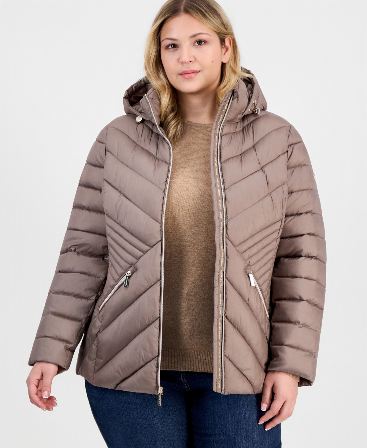 Click here for Michael Kors Plus Size Hooded Packable Puffer Coat... prices
