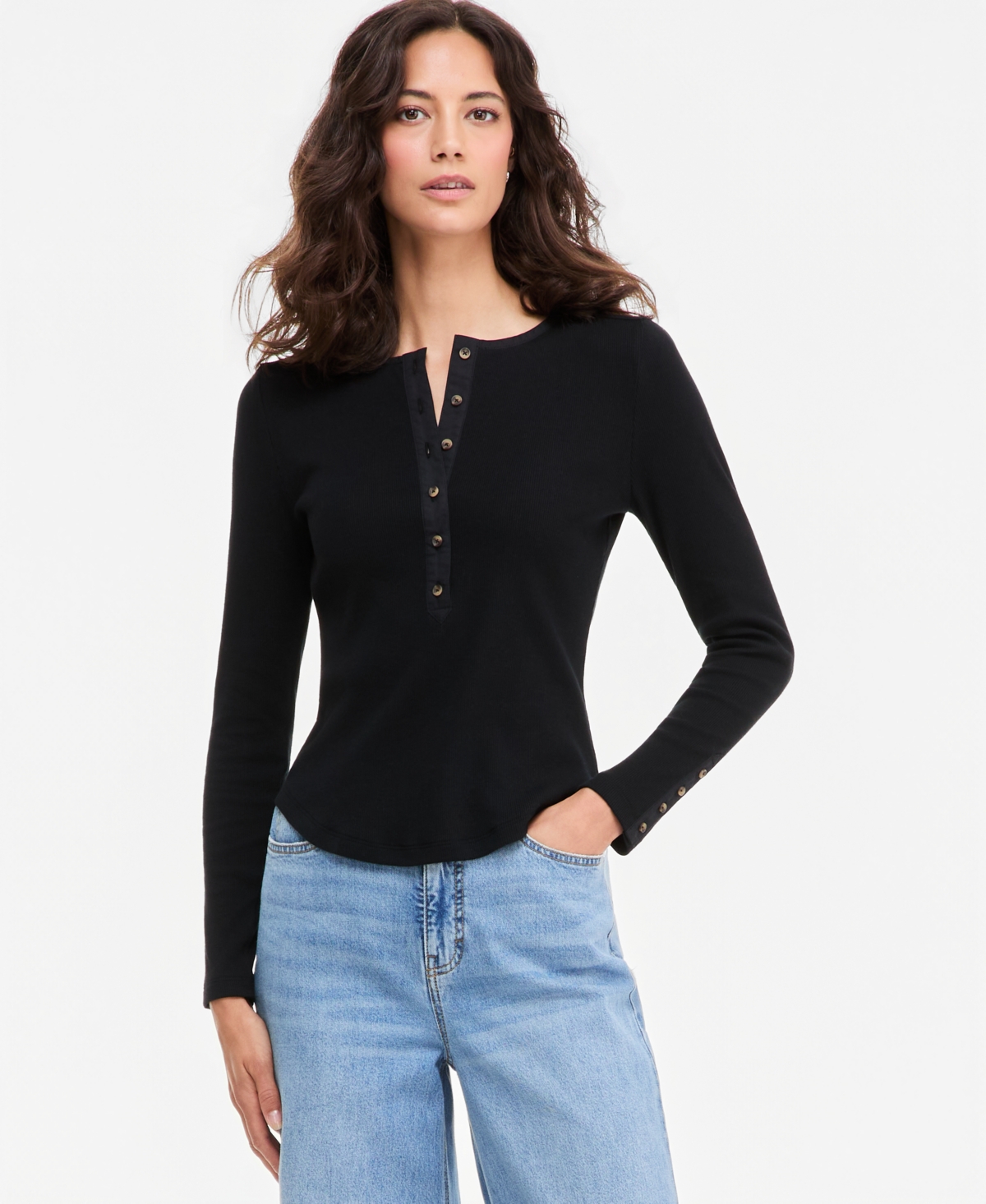 Click here for On 34th Womens Long Sleeve Ribbed Henley Top  Macy... prices