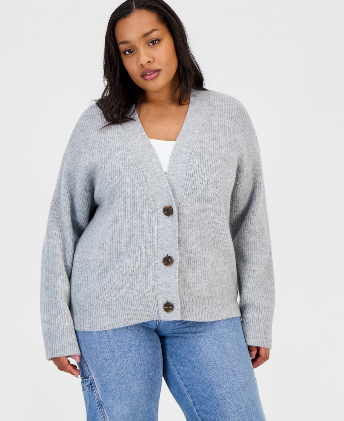 Click here for On 34th Trendy Plus Size Three-Button V-Neck Cardi... prices