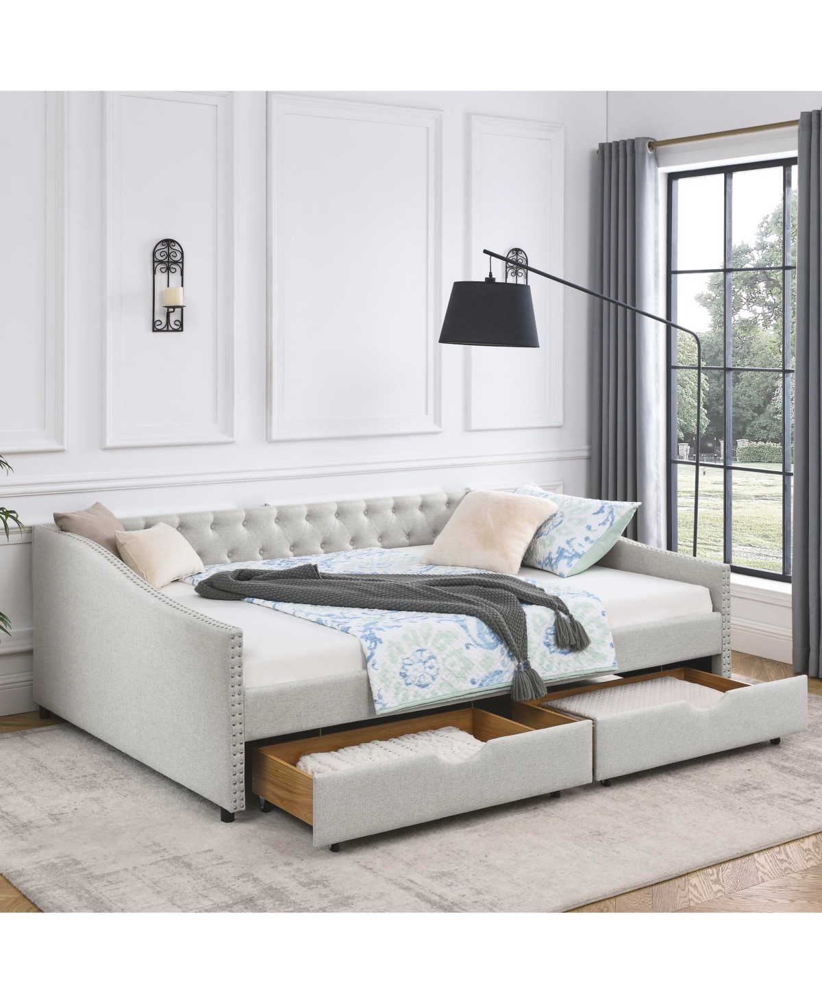 Click here for Clihome Queen Size Daybed with Drawers Upholstered... prices