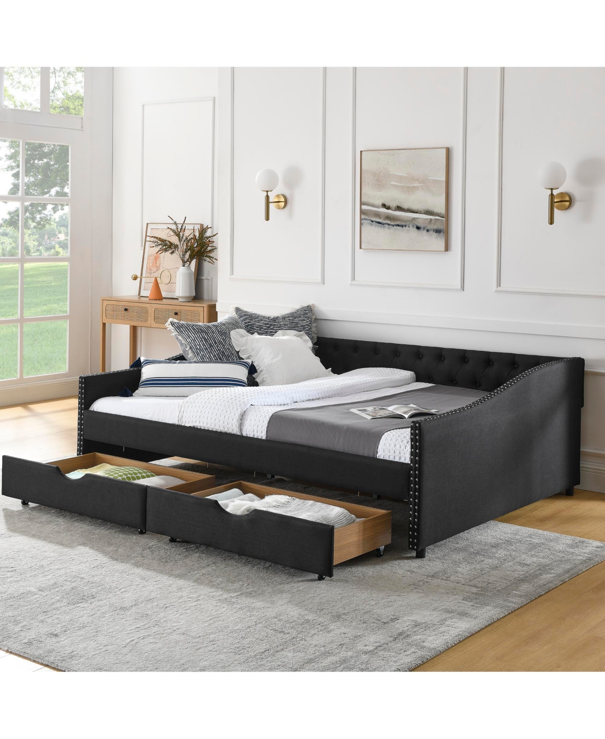 Click here for Clihome Queen Size Daybed with Drawers Upholstered... prices