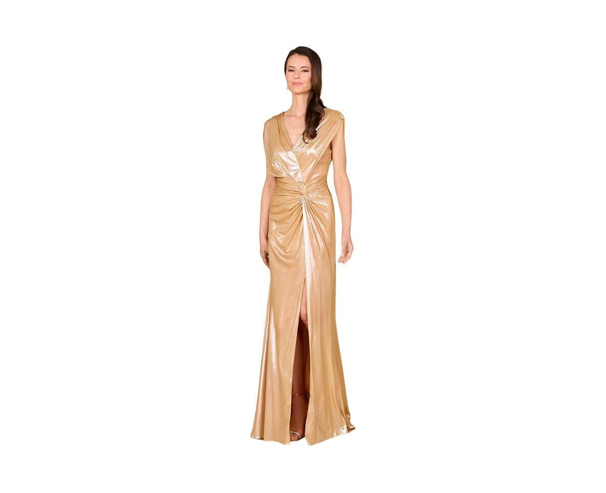Click here for Lara Womens V-Neck Metallic Dress with Slit - Cham... prices