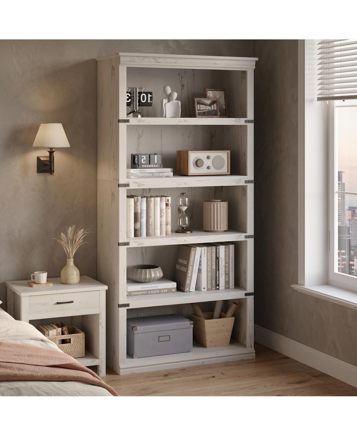 Click here for homfan 31 Inch Retro Bookcase with Metal Frame  Bo... prices