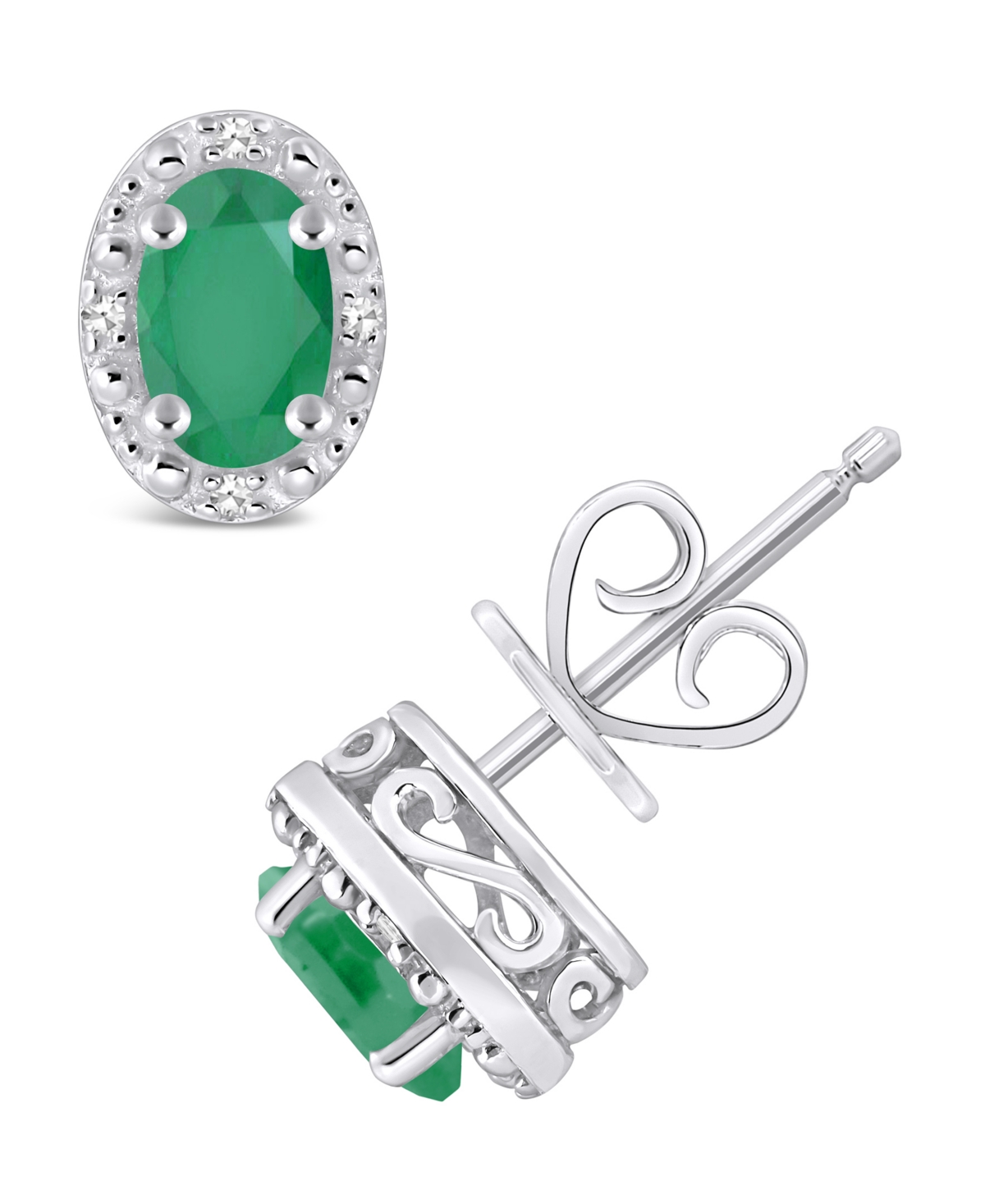Click here for Emerald (9/10 ct. t.w.) and Diamond Accent Stud Ea... prices