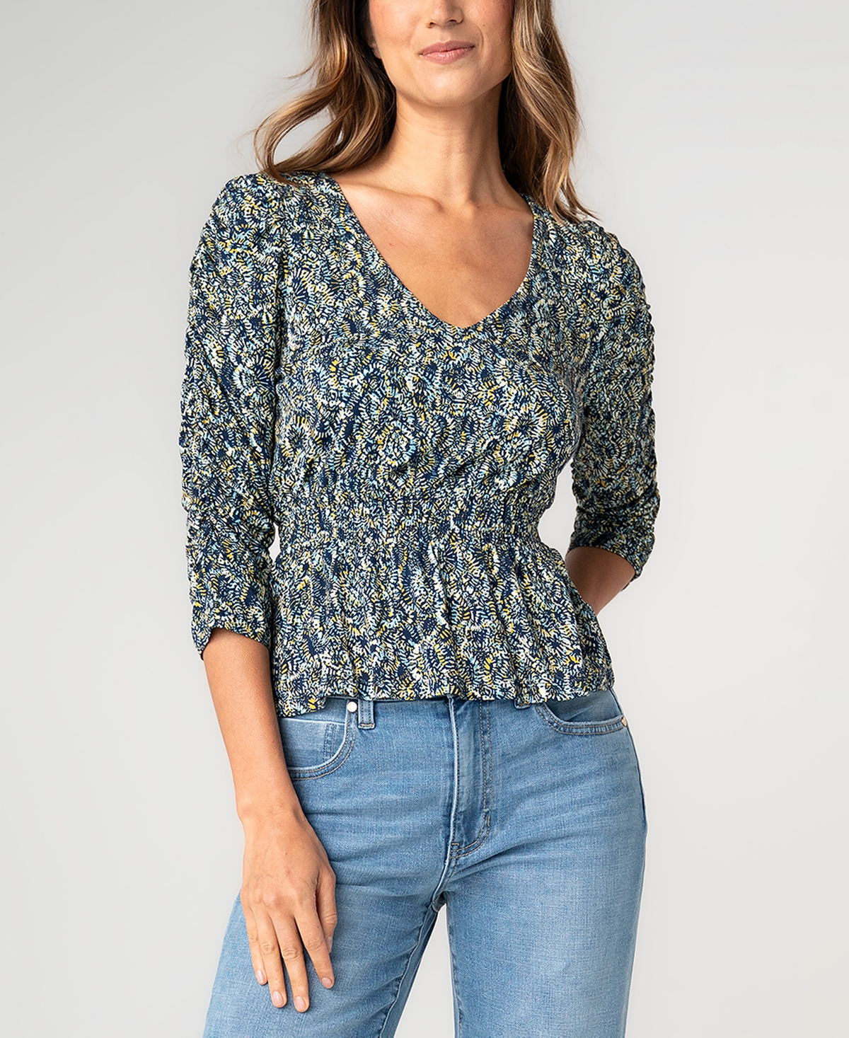 Click here for Liverpool Los Angeles Womens Ruched Sleeve V-Neck... prices