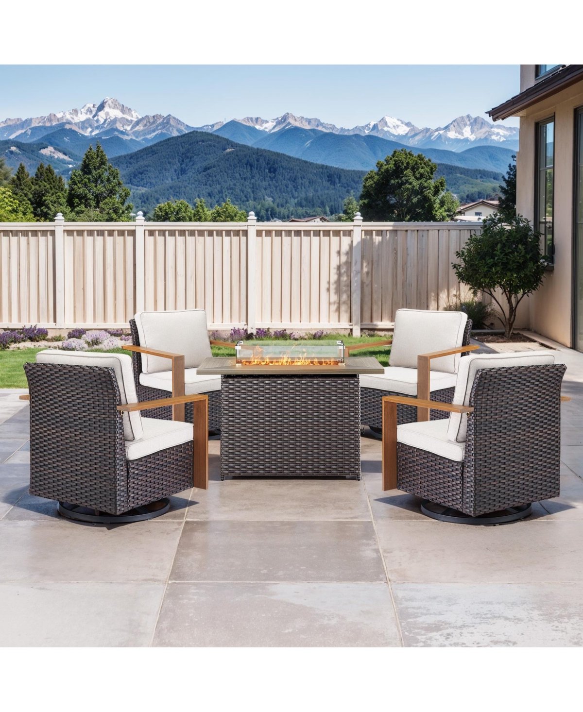 Click here for Pocassy Patio Furniture Set with Fire Pit Table  5... prices