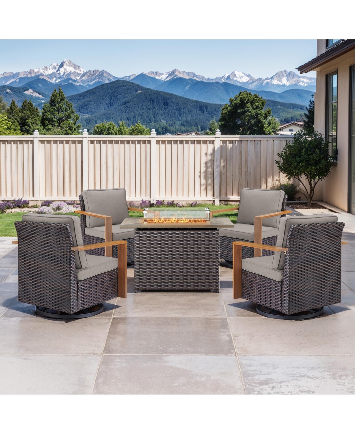 Click here for Pocassy Patio Furniture Set with Fire Pit Table  5... prices