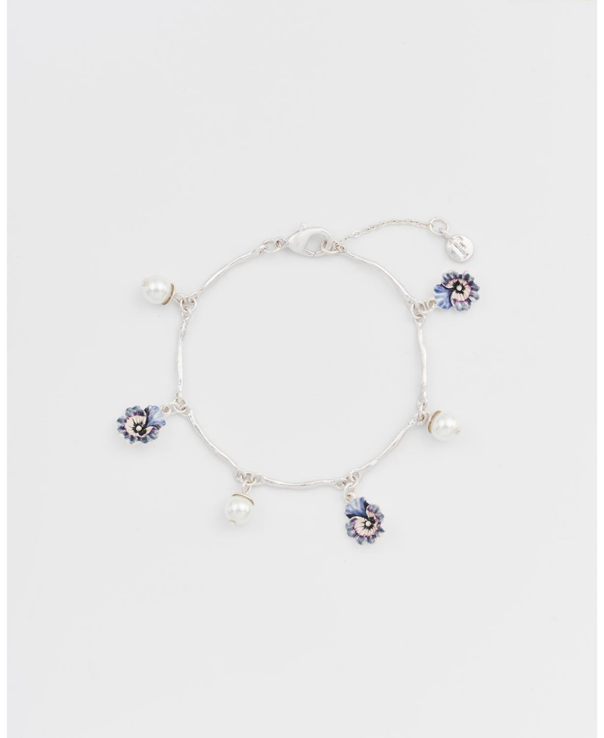 Click here for Fable England Silver Pansy and Pearl Charm Bracele... prices