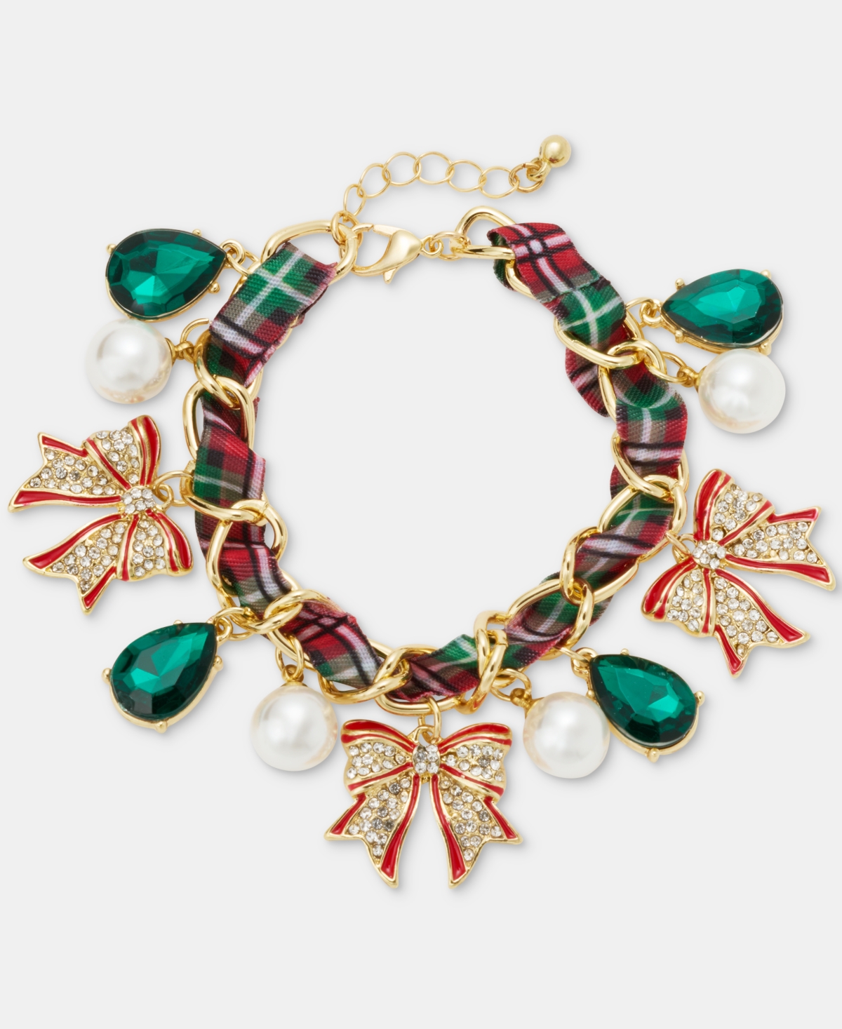 Click here for Holiday Lane Woven Ribbon Statement Charm Bracelet... prices