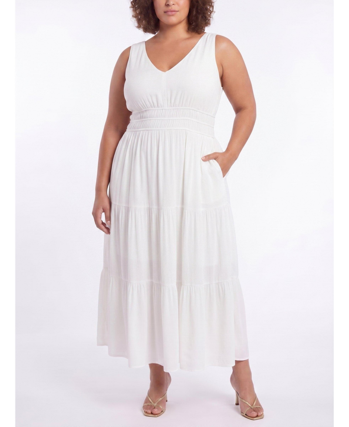 Click here for Torrid Plus Size Tiered Gauze Maxi Dress - Cloud d... prices