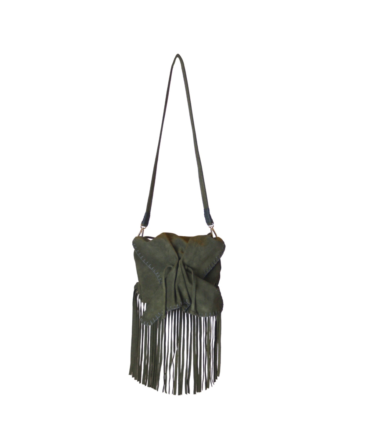 Click here for Carlos Falchi Fringe Butterfly Suede Bag - Olive prices