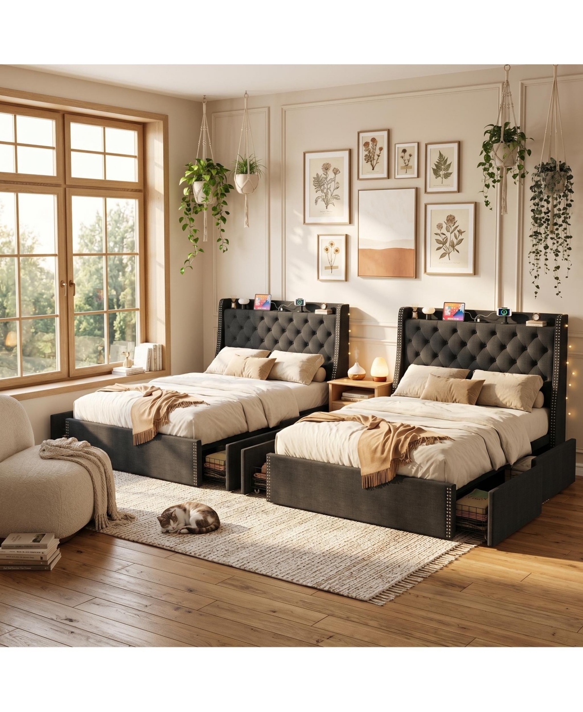Click here for homfan 2 piece Upholstered Platform Bed Frame with... prices