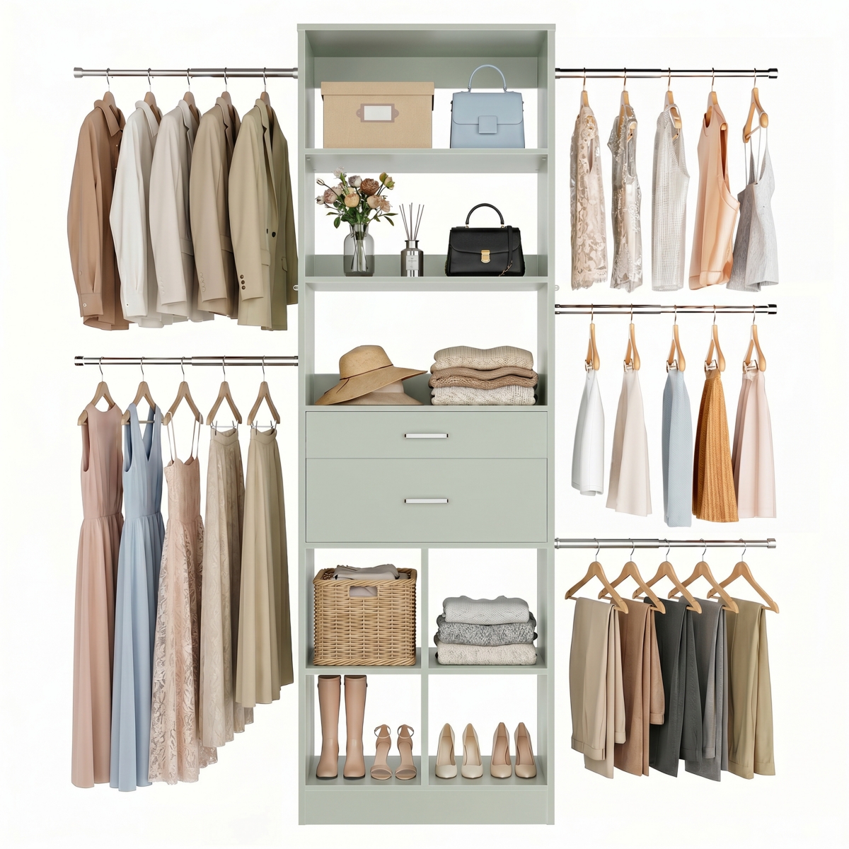 Click here for Aheaplus Wooden Closet Organizer with 2 Drawers an... prices