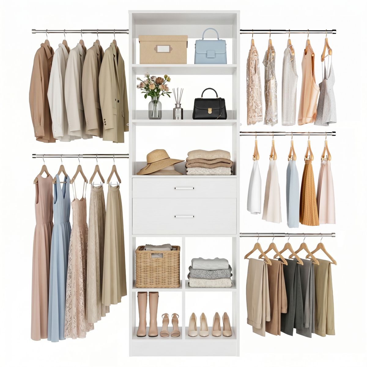 Click here for Aheaplus Wooden Closet Organizer with 2 Drawers an... prices