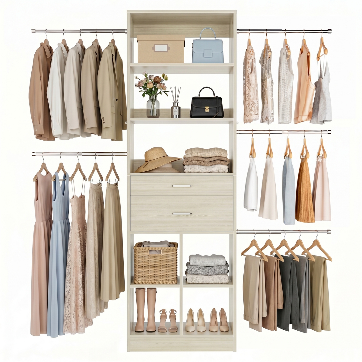 Click here for Aheaplus Wooden Closet Organizer with 2 Drawers an... prices
