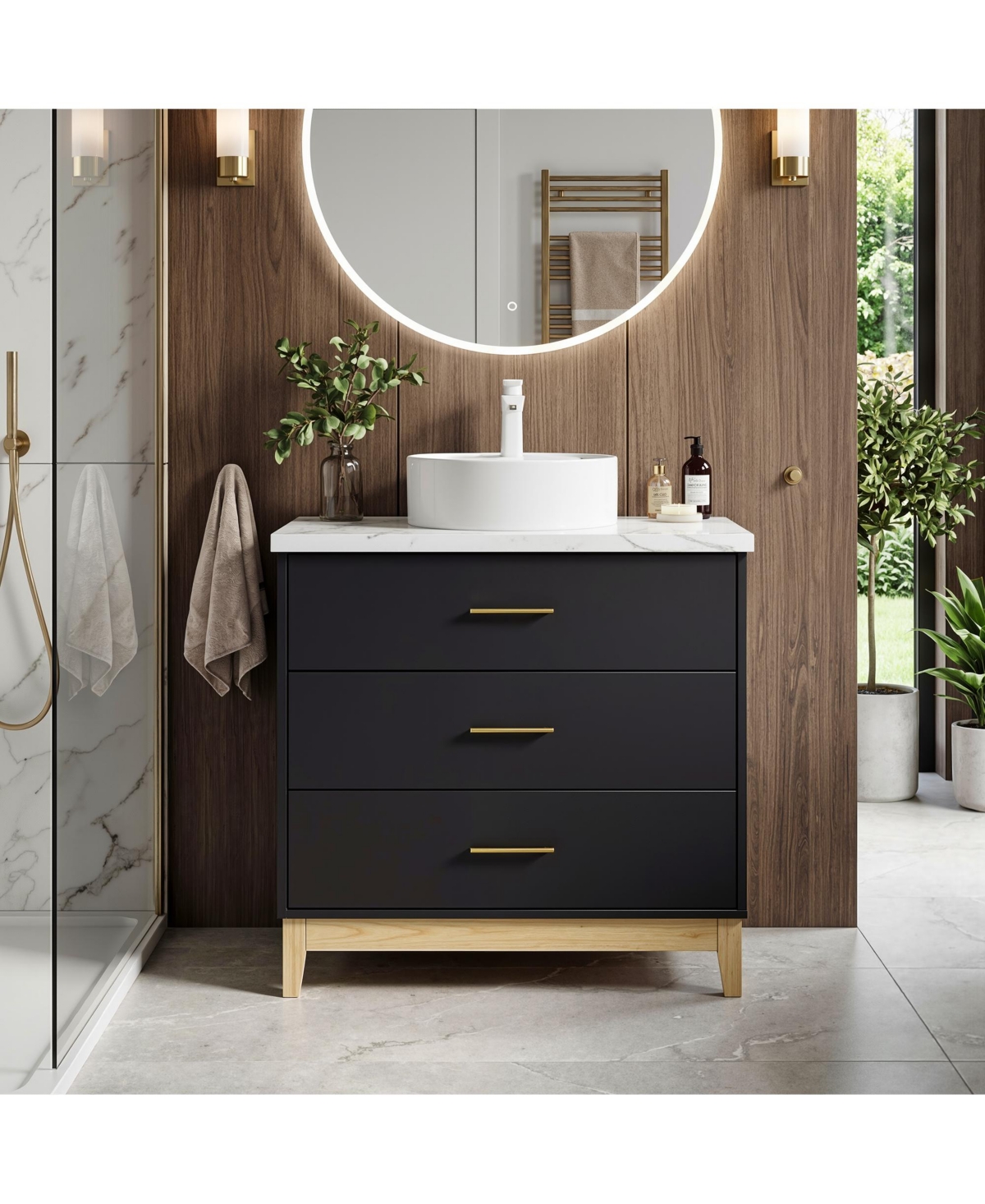 Click here for Homsee Round Basin Bathroom Vanity with Sink - 31.... prices
