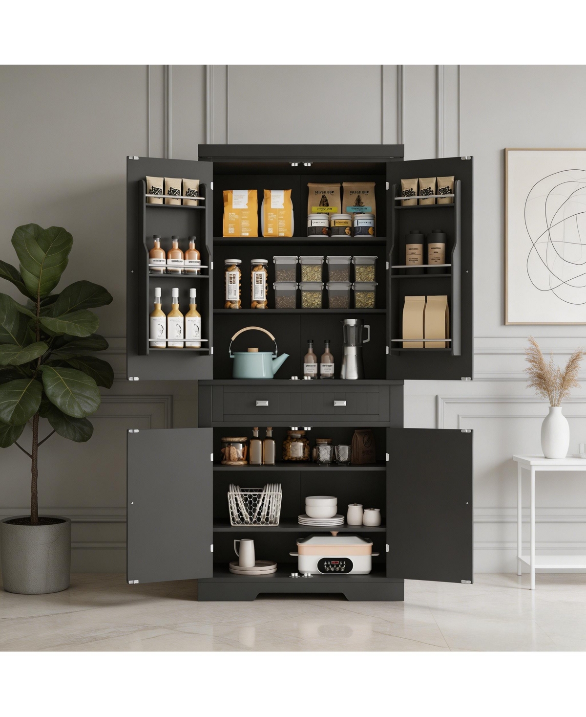 Click here for homfan Modern Farmhouse Freestanding Pantry Cabine... prices