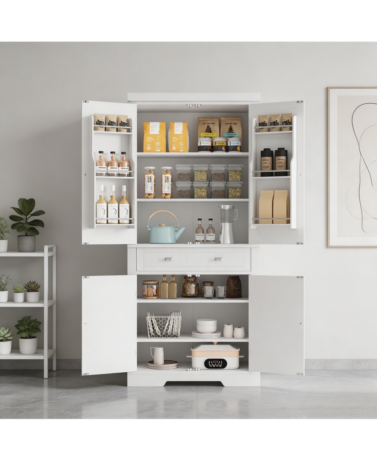 Click here for homfan Modern Farmhouse Freestanding Pantry Cabine... prices