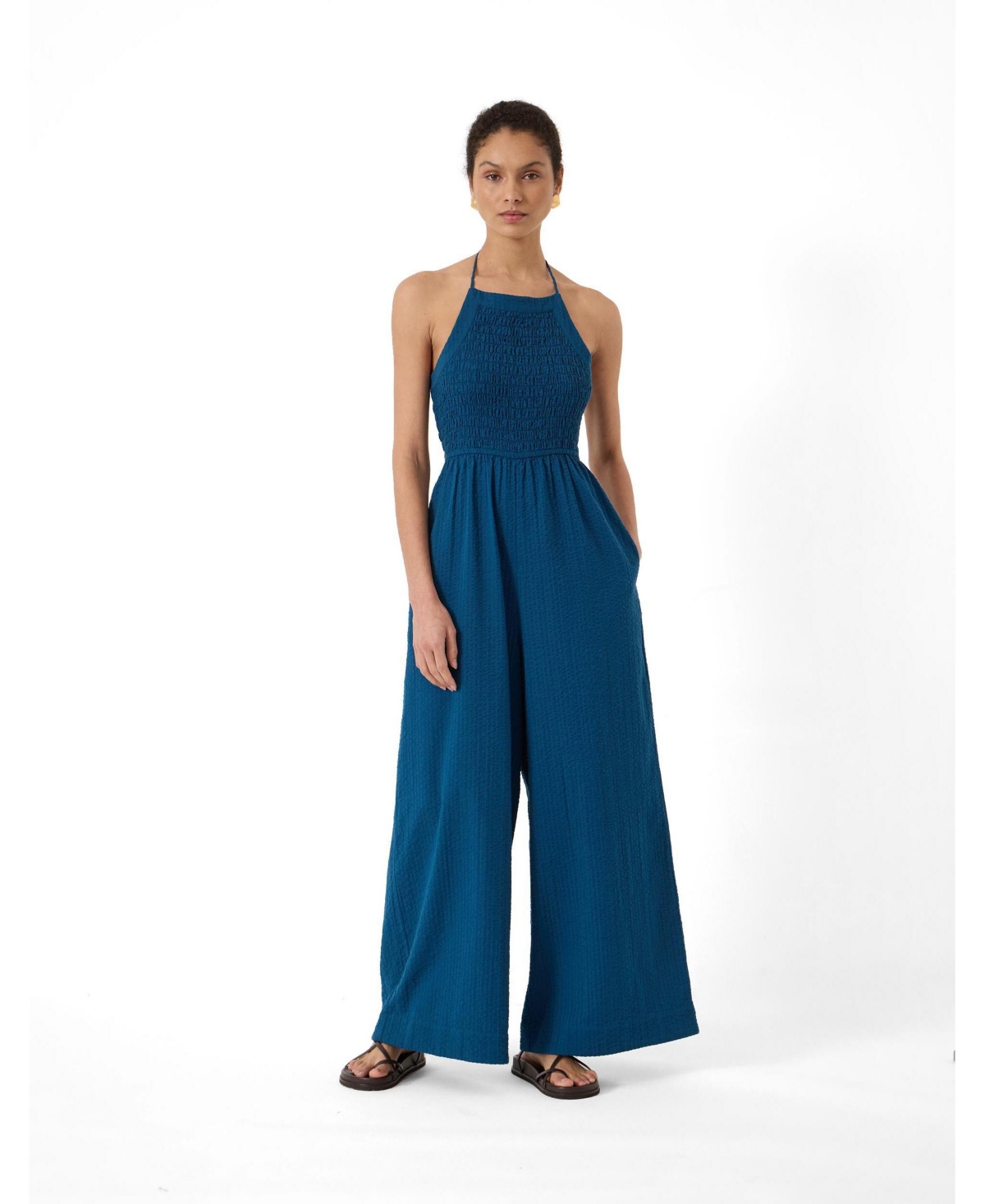 Click here for Hush Womens Shirred Seersucker Wide Leg Jumpsuit -... prices