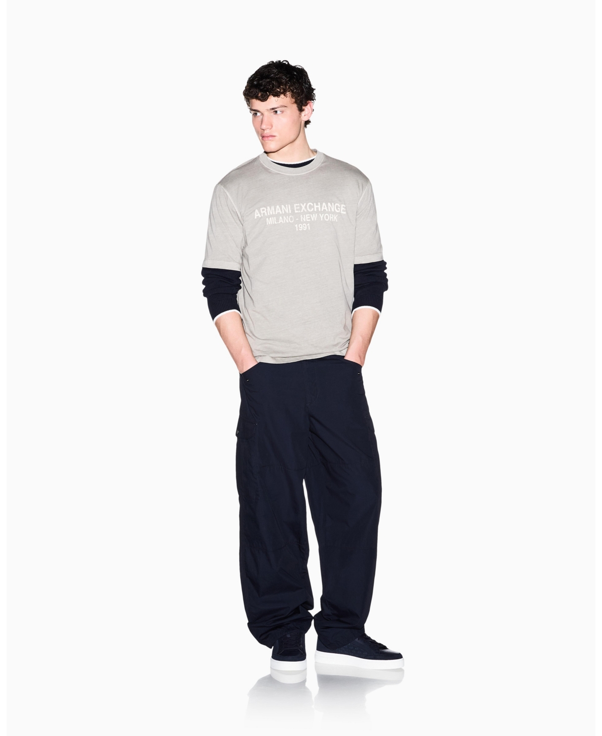 Click here for A|X Armani Exchange Mens Garment Dyed Vintage Word... prices