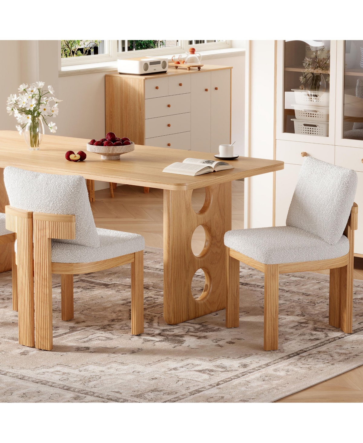 Click here for Rainsken Indoor Boucle Dining Chair Set of 2 with... prices