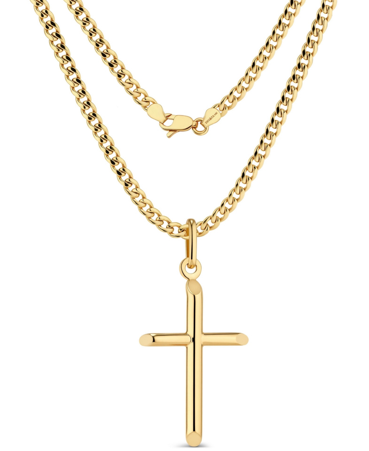 Click here for Devata Cross Pendant on Cuban Chain Necklace in 14... prices