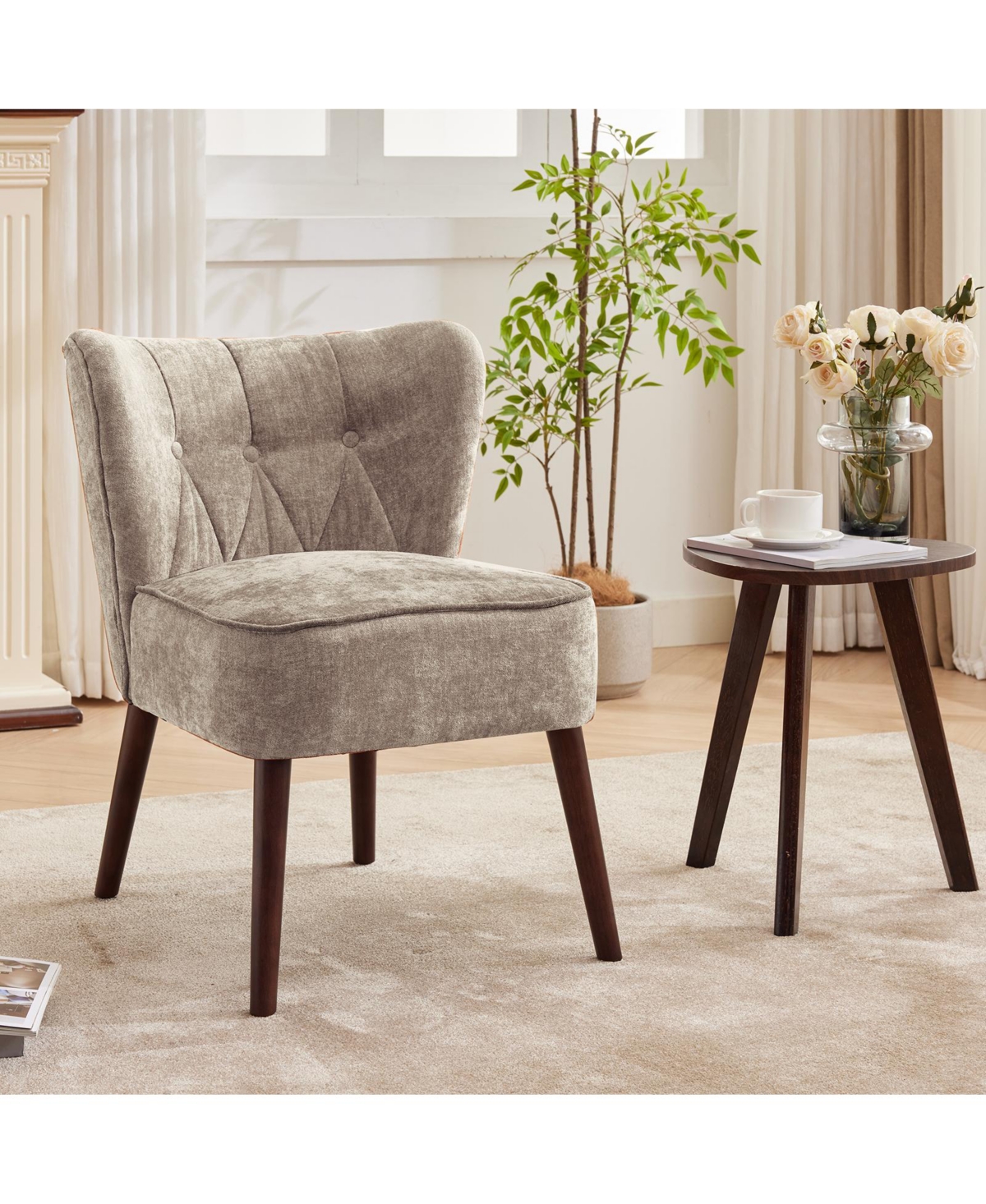 Click here for homfan Mid-Century Modern Velvet Accent Chair  Win... prices