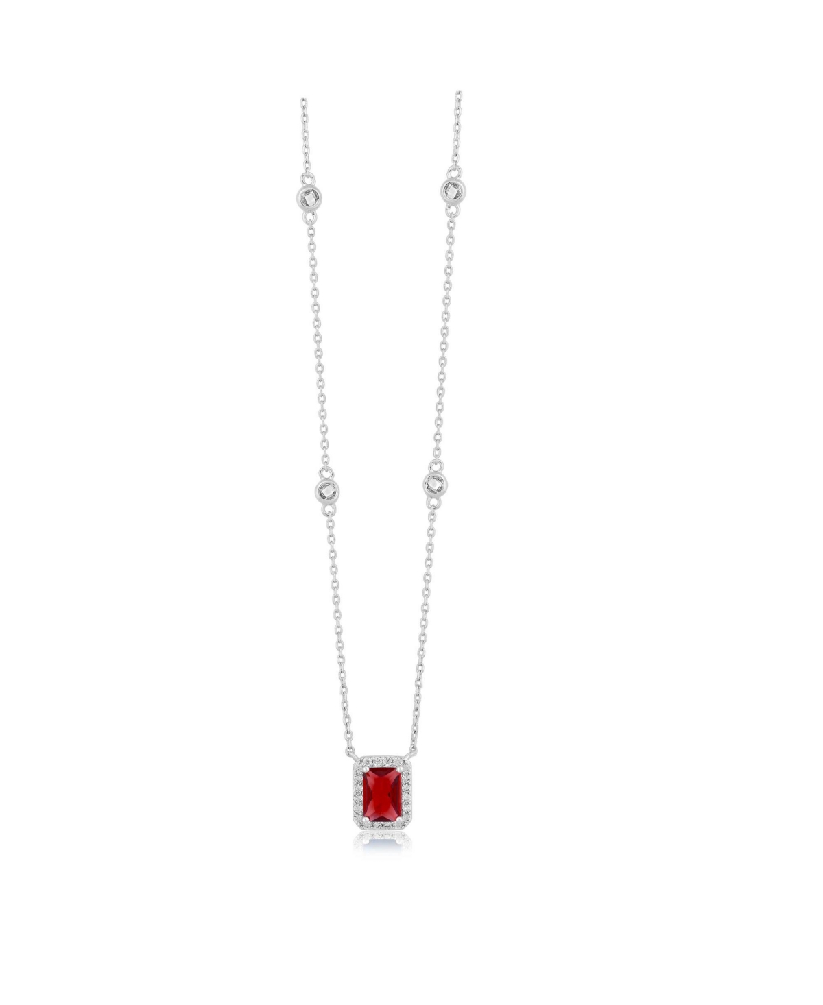 Click here for Simona Elegant Rectangle Birthstone Cz Halo Neckla... prices