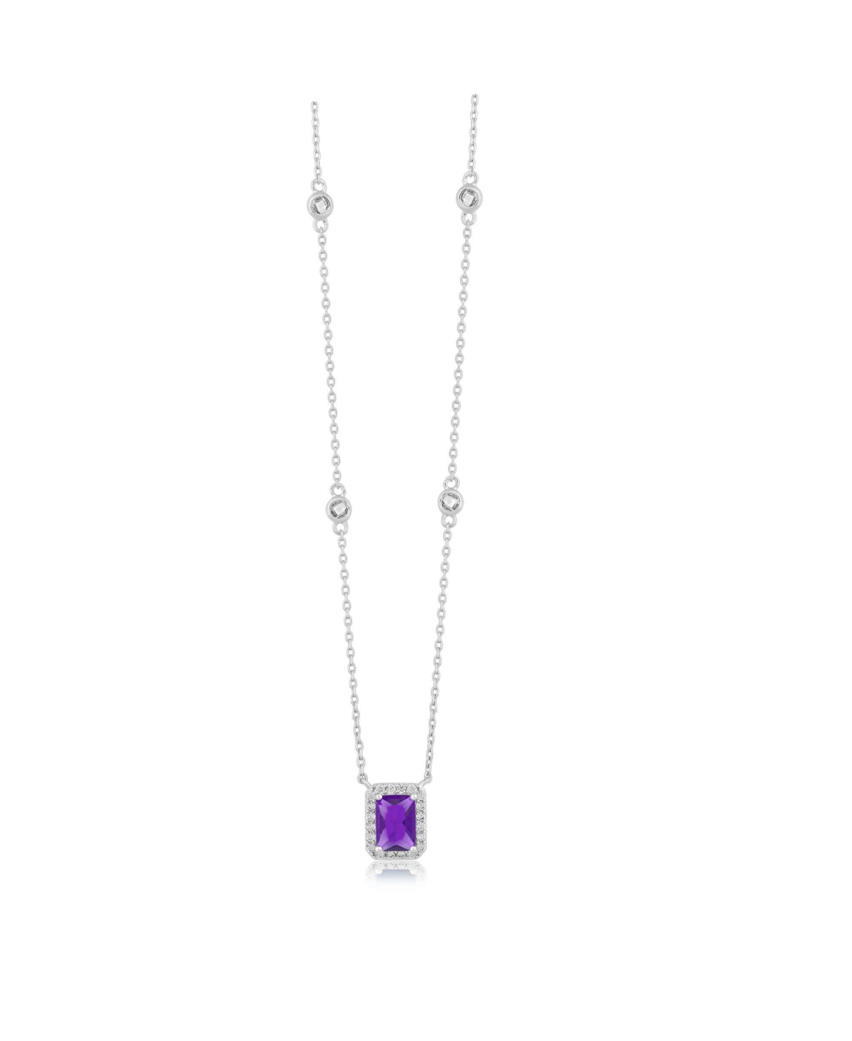Click here for Simona Elegant Rectangle Birthstone Cz Halo Neckla... prices