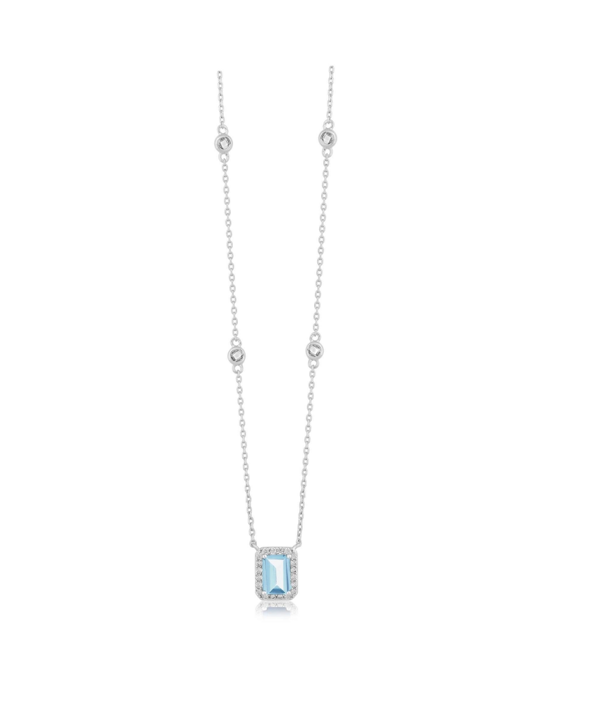 Click here for Simona Elegant Rectangle Birthstone Cz Halo Neckla... prices
