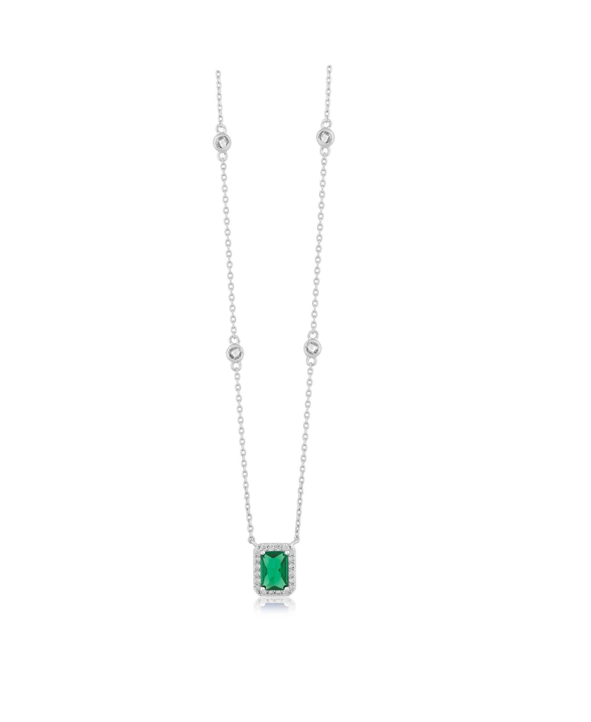 Click here for Simona Elegant Rectangle Birthstone Cz Halo Neckla... prices