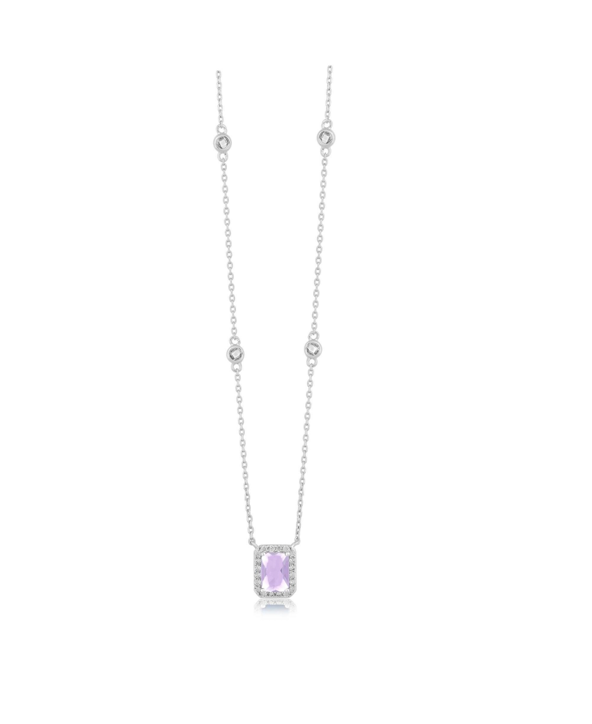 Click here for Simona Elegant Rectangle Birthstone Cz Halo Neckla... prices