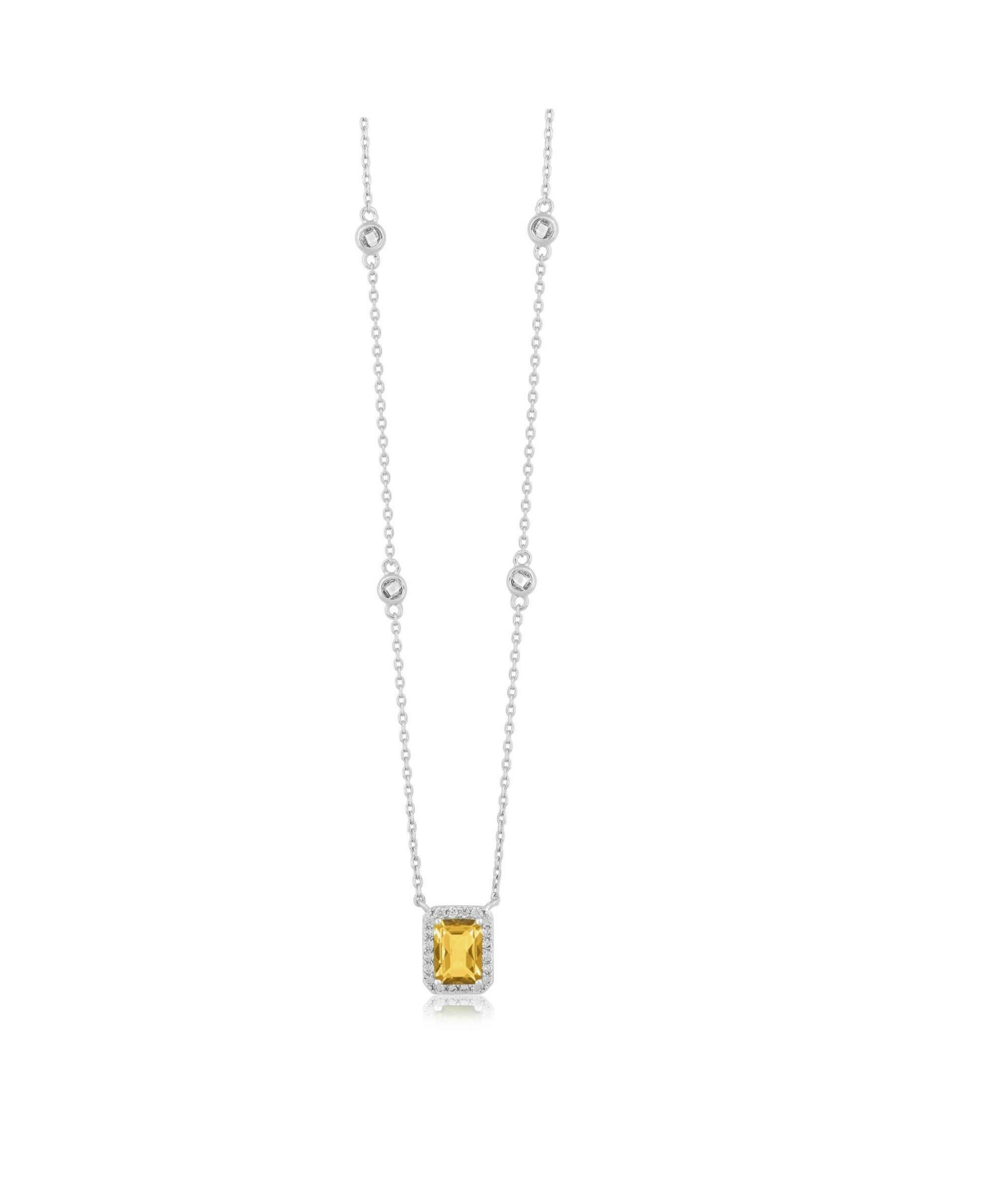 Click here for Simona Elegant Rectangle Birthstone Cz Halo Neckla... prices