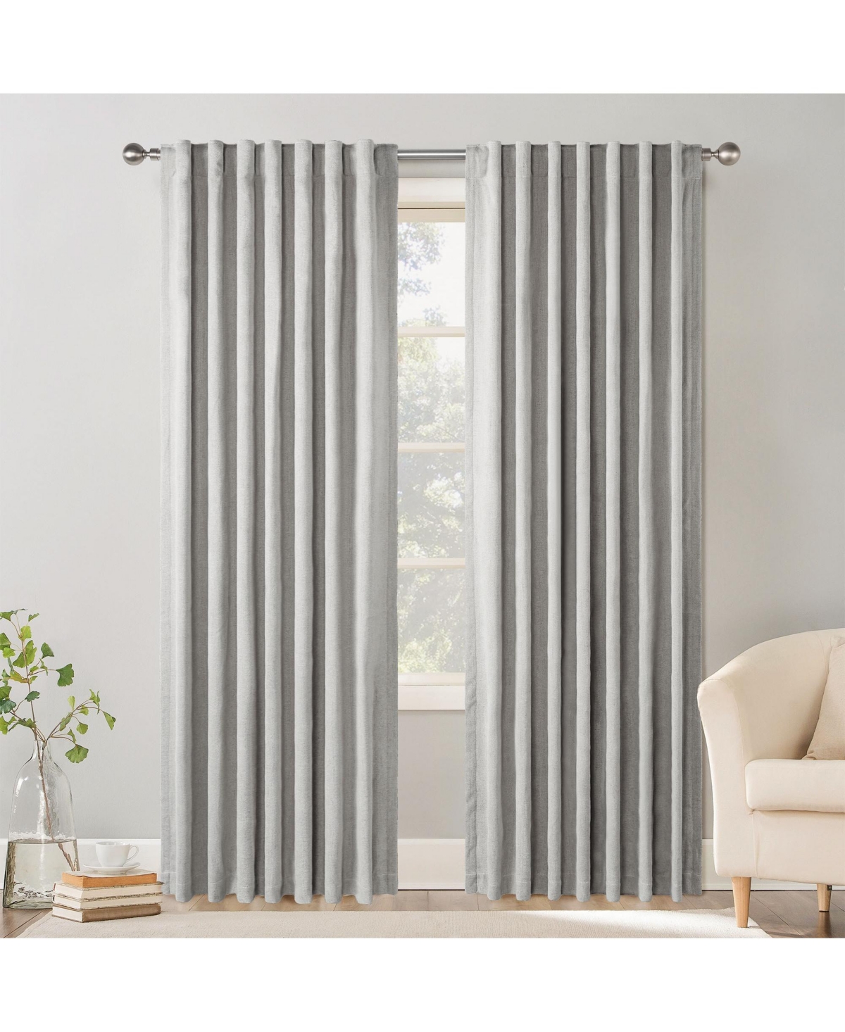 Click here for Chenille Blackout Back Tab Curtains Pair  52X96 -... prices